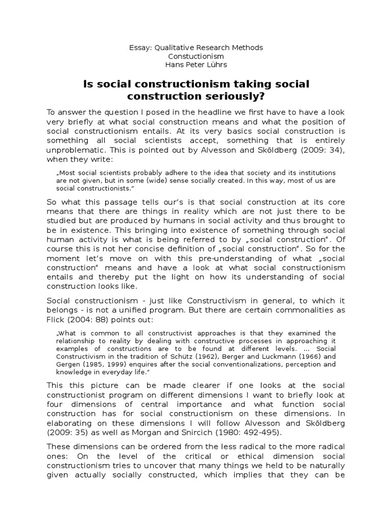 Is Social Constructionism Taking Social Construction Seriously? | PDF ...