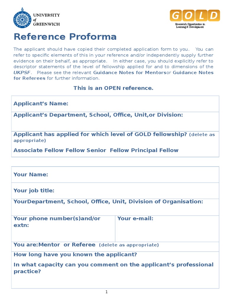Reference Proforma: UKPSF. Please See The Relevant Guidance Notes For ...