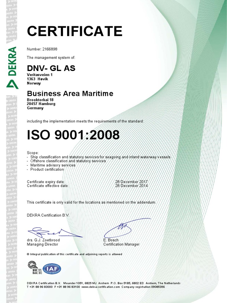 DNV GL Iso9001 | PDF