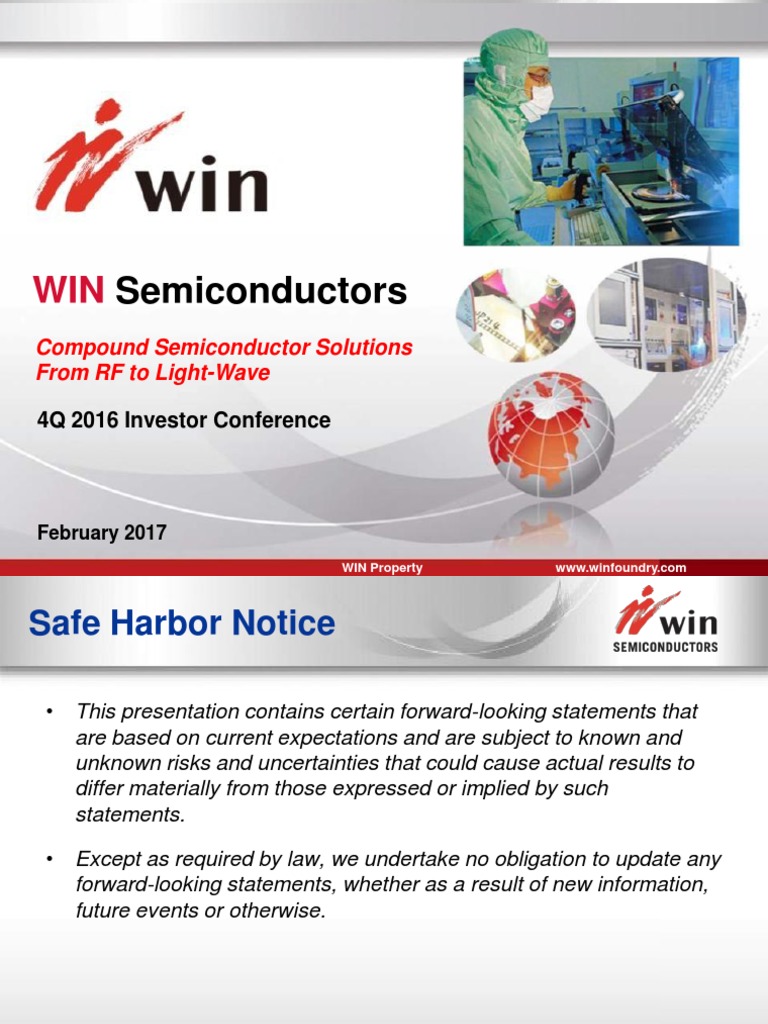 WIN Semiconductors Q4 2016 Investor Presentation | Equity (Finance ...