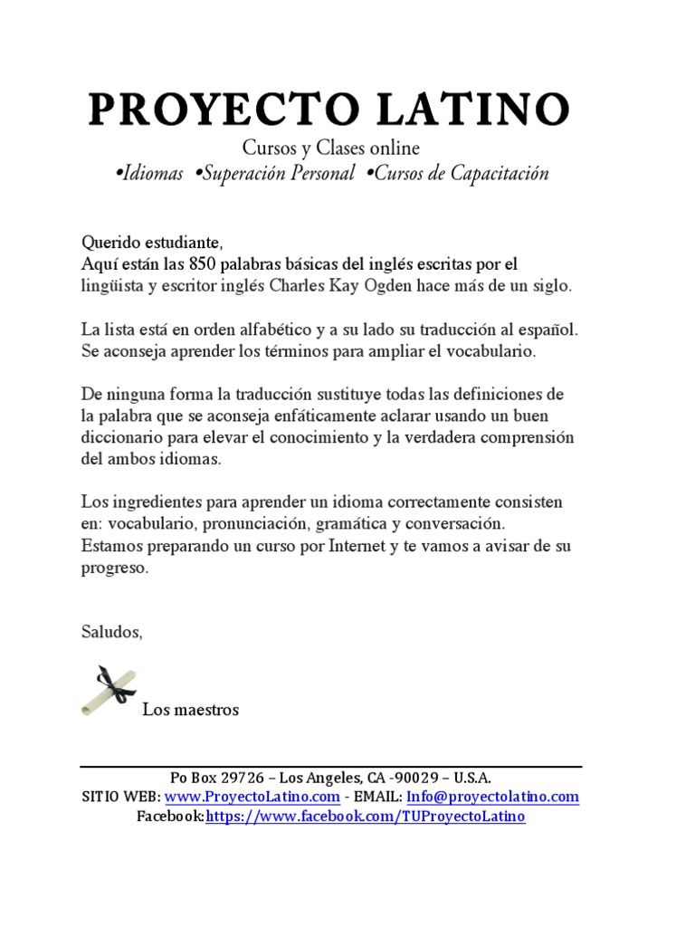 BASIC ENGLISH Ogden's 850 Words PDF | PDF | Naturaleza