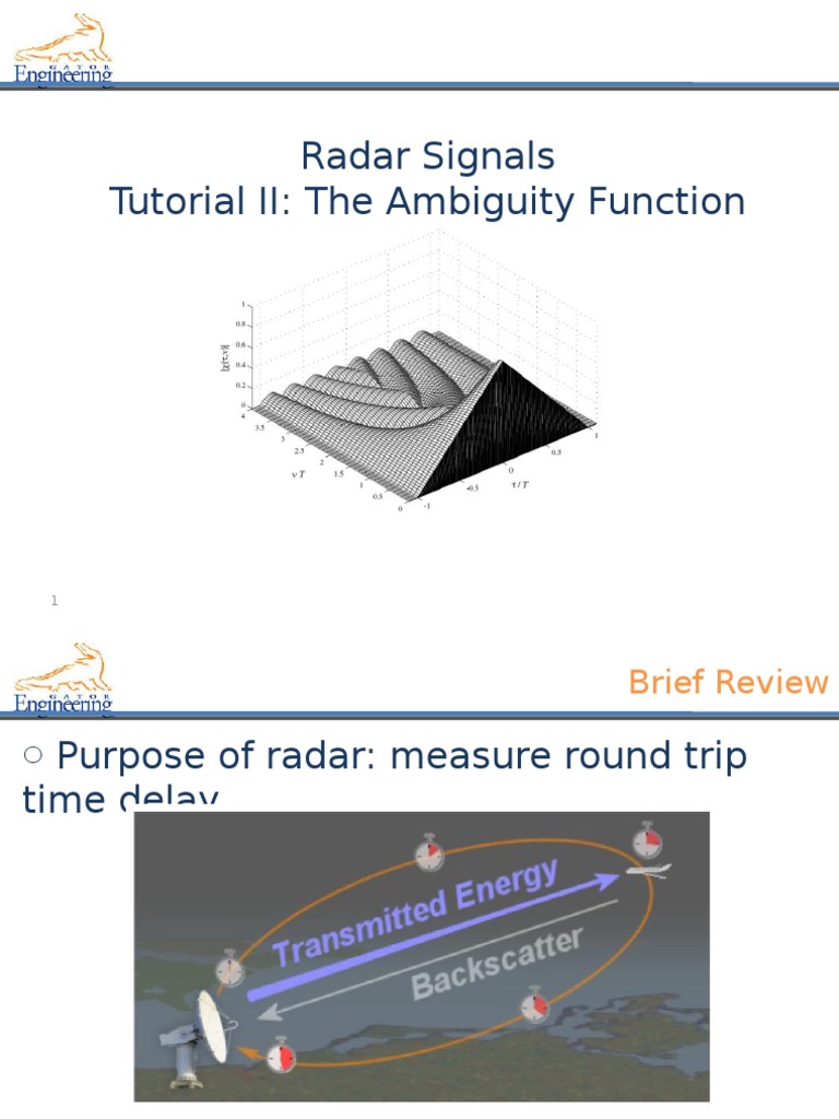 Radar Signals Tutorial II: The Ambiguity Function | PDF | Frequency Modulation | Wireless