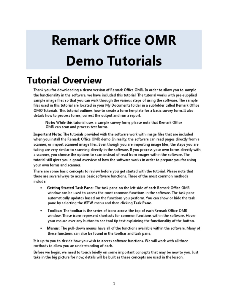 Remark Office OMR Demo Tutorial PDF | PDF | Image Scanner | Optical ...
