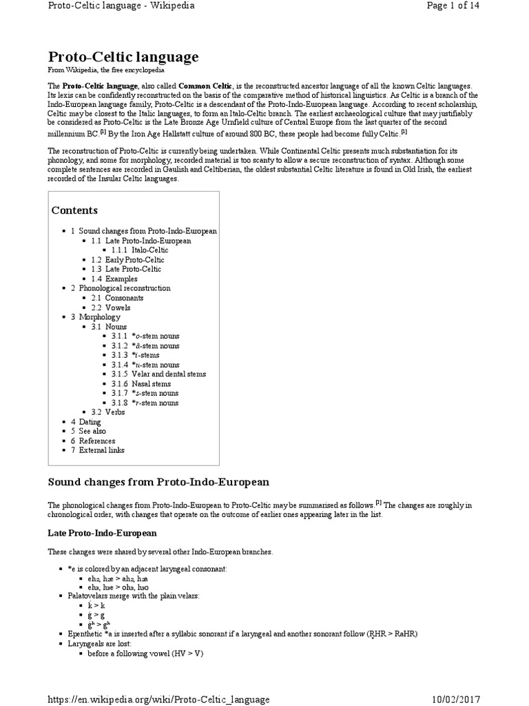 Proto Celtic Language | PDF | Syntactic Relationships | Languages