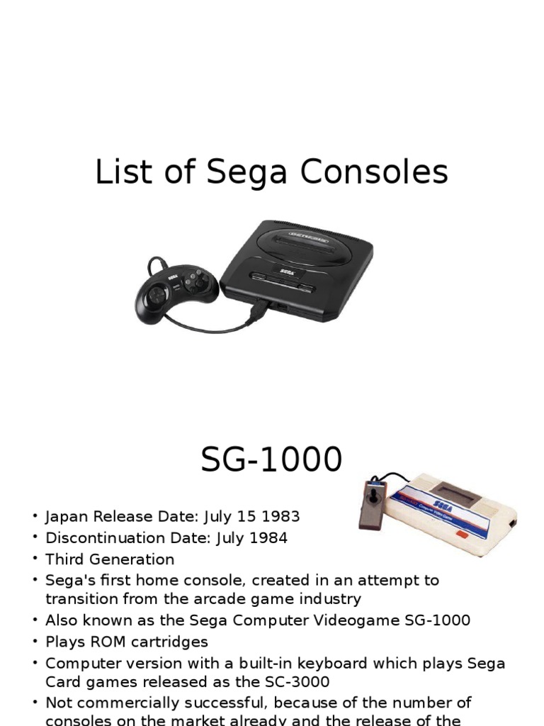 Sega Consoles Release Timeline | PDF | Video Game Consoles | Consumer ...