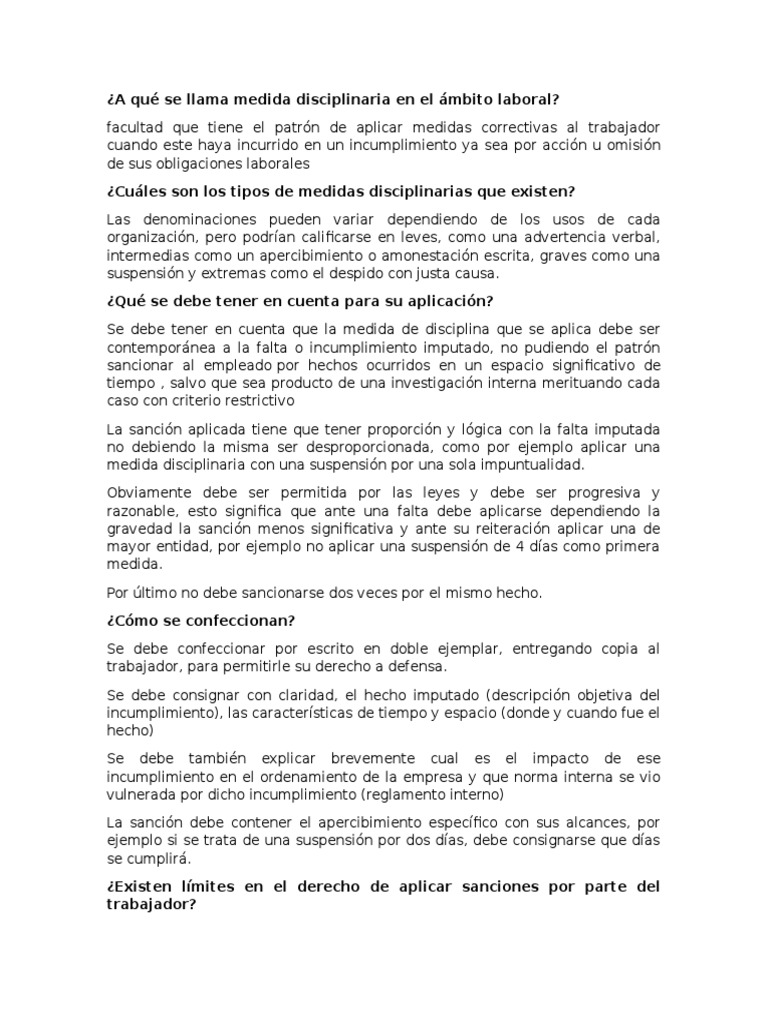 A Qué Se Llama Sanción Disciplinaria en El Ámbito Laboral | PDF ...