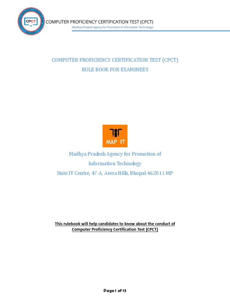 Computer Proficiency Certification Test (CPCT) Rule Book For Examinees ...