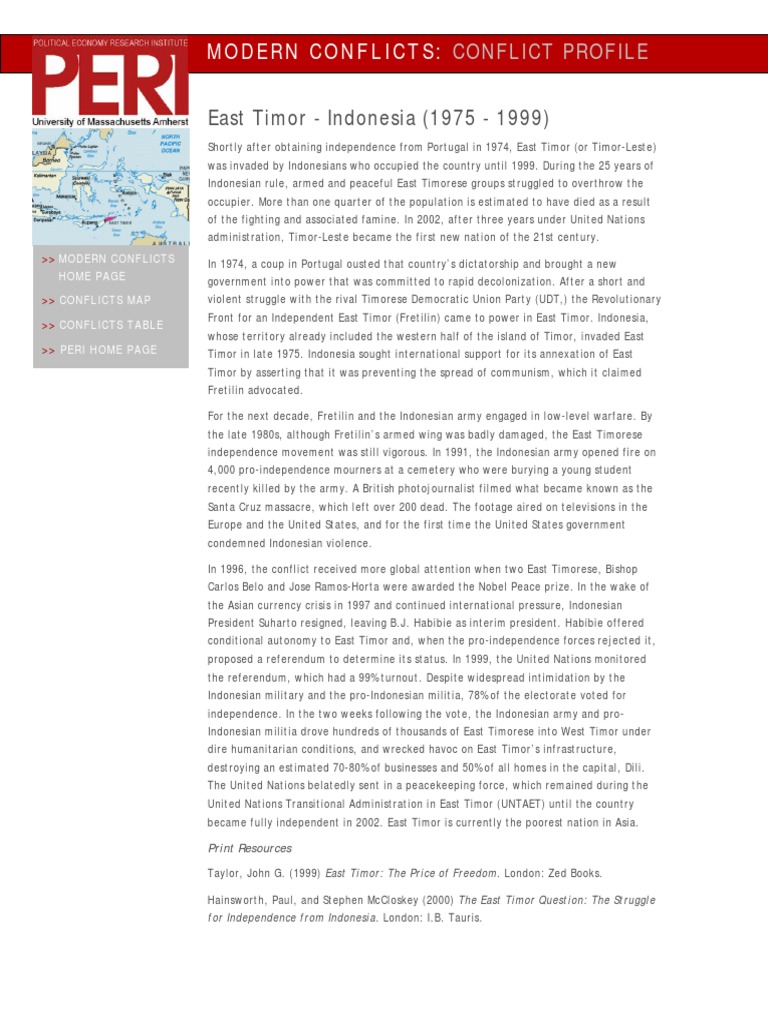East Timor - Indonesia (1975 - 1999) : Modern Conflicts | PDF | East ...