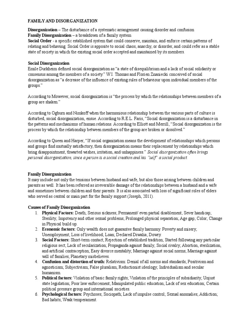 Family and Disorganization | PDF | Child Abuse | Legitimacy (Family Law)