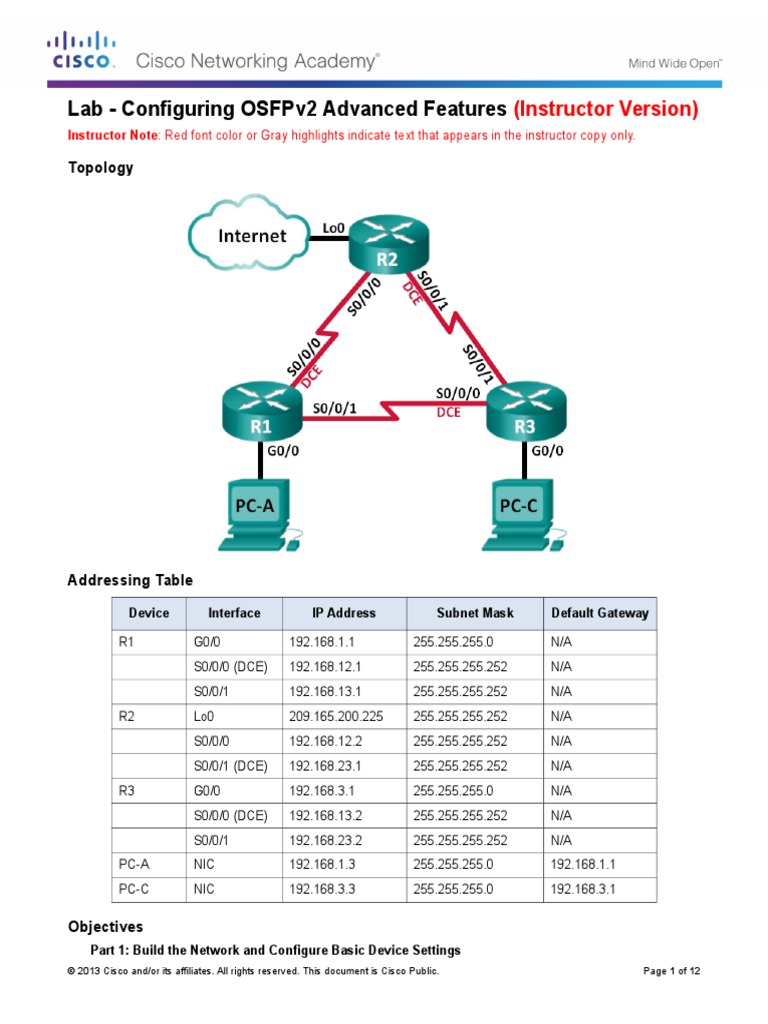 5.1.5.8 Lab - Configuring OSPFv2 Advanced Features - ILM | PDF | Routing | Router (Computing)