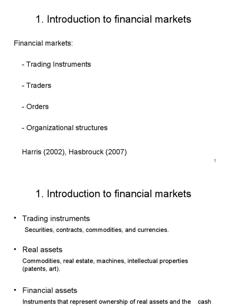 Introduction To Financial Markets | PDF