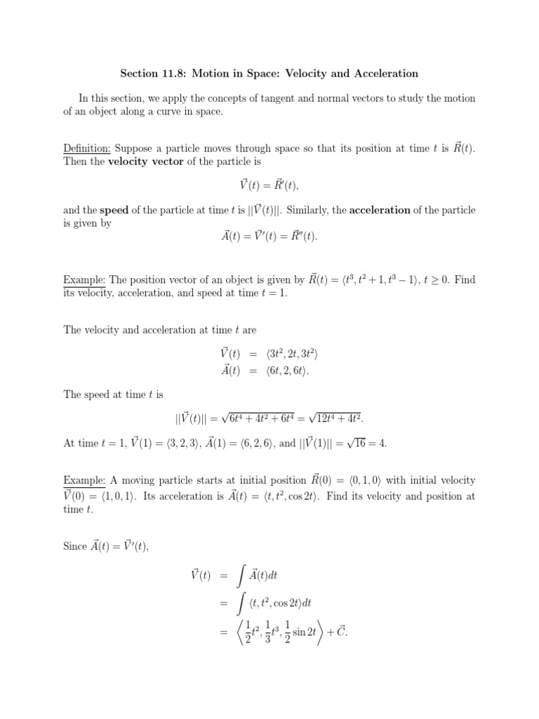Particle Motion: Velocity and Acceleration | PDF | Acceleration | Tangent