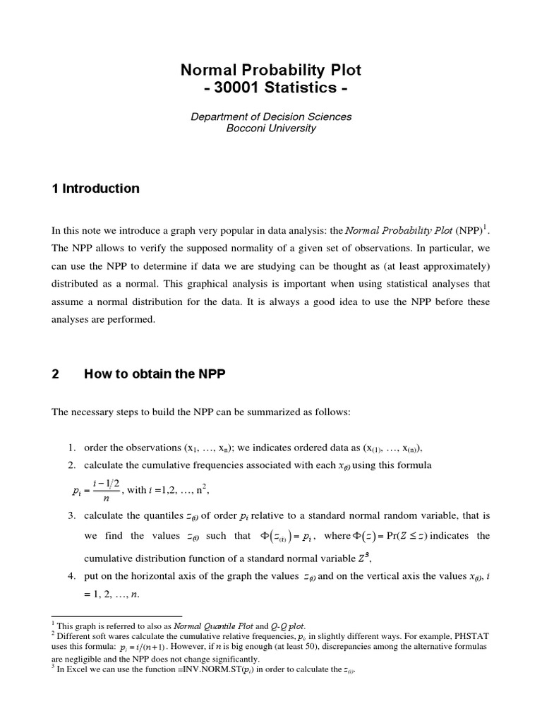 Normal Probability Plot | PDF | Normal Distribution | Statistical Analysis