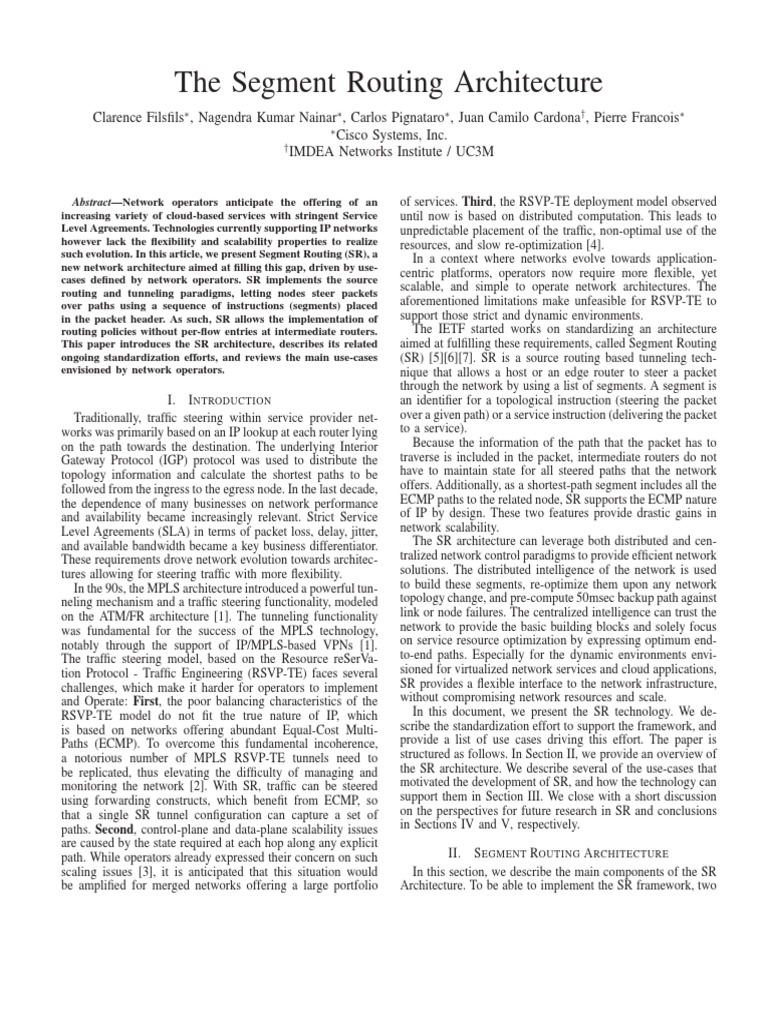 The Segment-Routing Architecture 2015 | PDF | Multiprotocol Label Switching | Networking