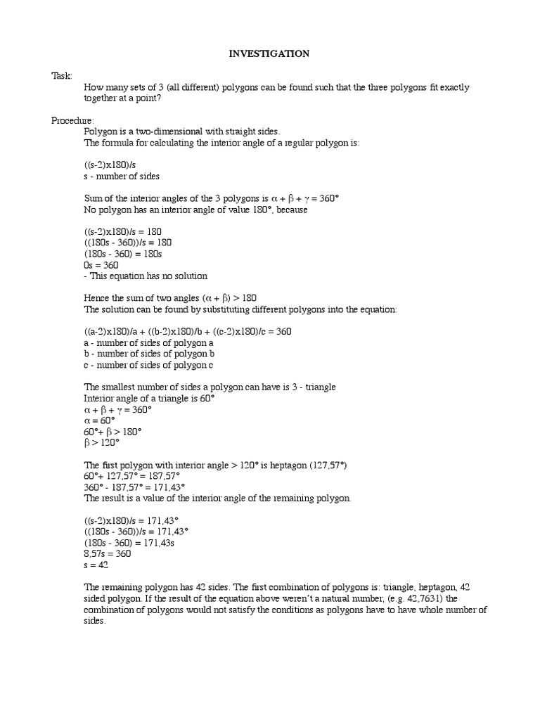 Polygons Investigation | PDF | Polygon | Triangle