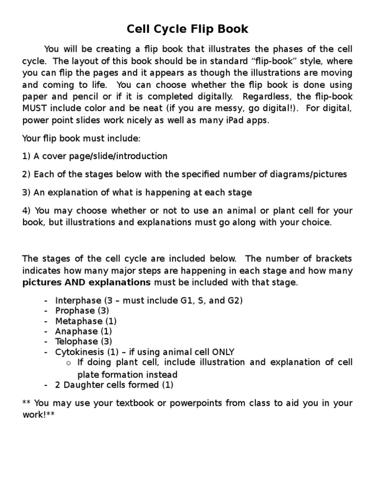 Cell Cycle Flip Book | PDF