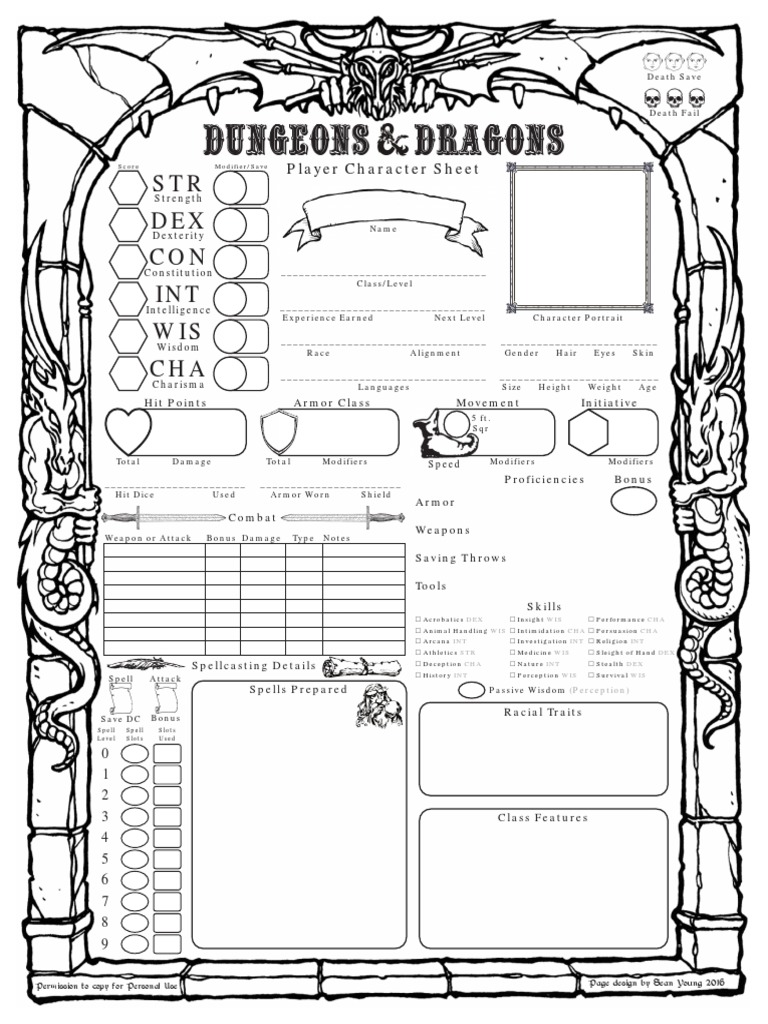 Old School 5E D&D Character Sheet | Fantasy Games | Dungeons & Dragons