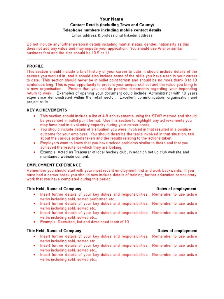 Career Break CV Template | PDF | Communication | Further Education