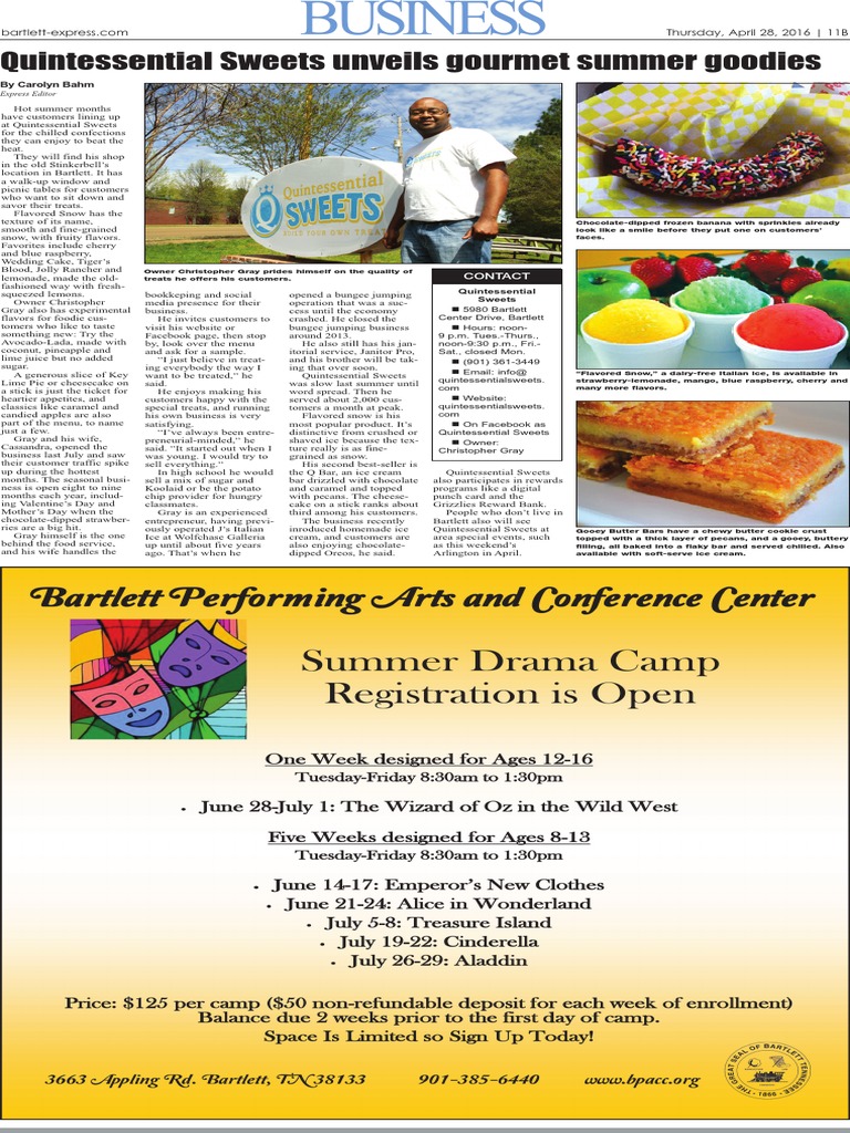 Quintessential Sweets Unveils Gourmet Summer Goodies: Contact | PDF ...