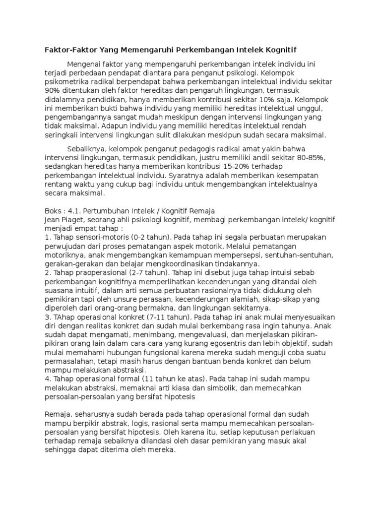 Faktor Perkembangan Intelek | PDF