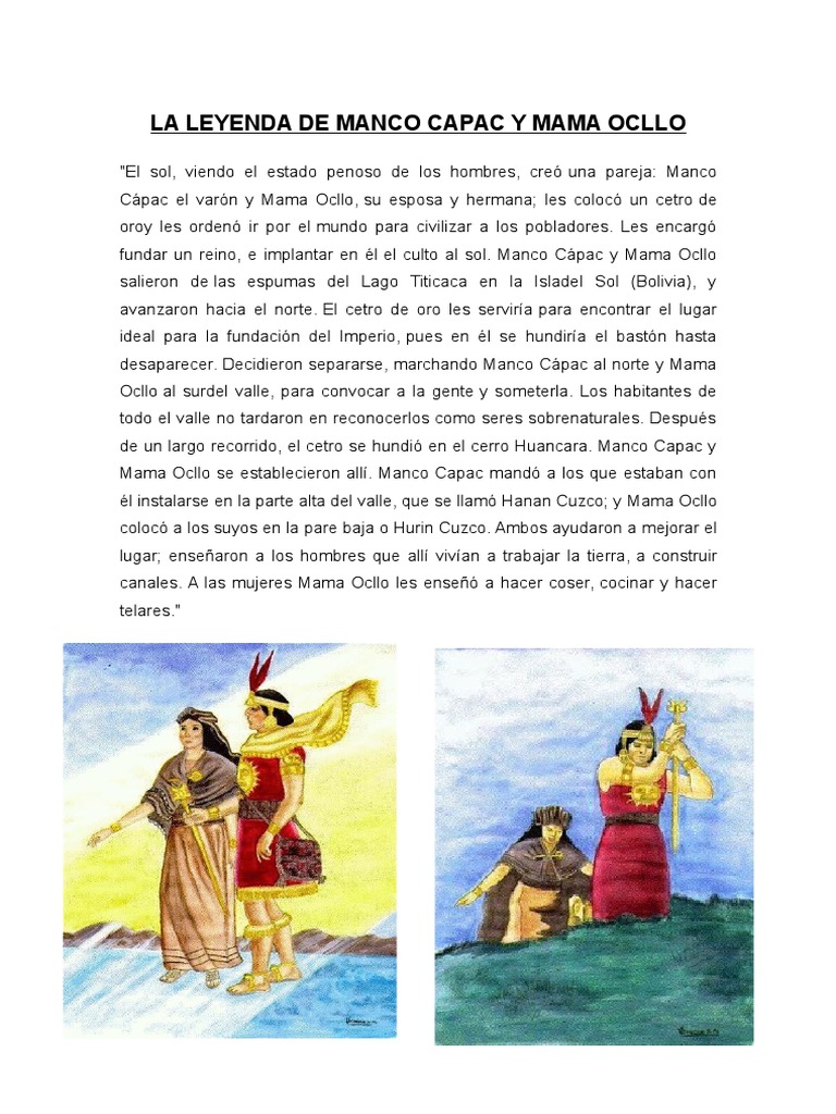Leyenda De Manco Capac Y Mama Ocllo Youtube Leyenda De Manco Cápac Y