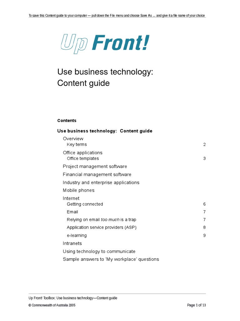 Use Business Technolgy Contents Guide | PDF | Internet Access ...