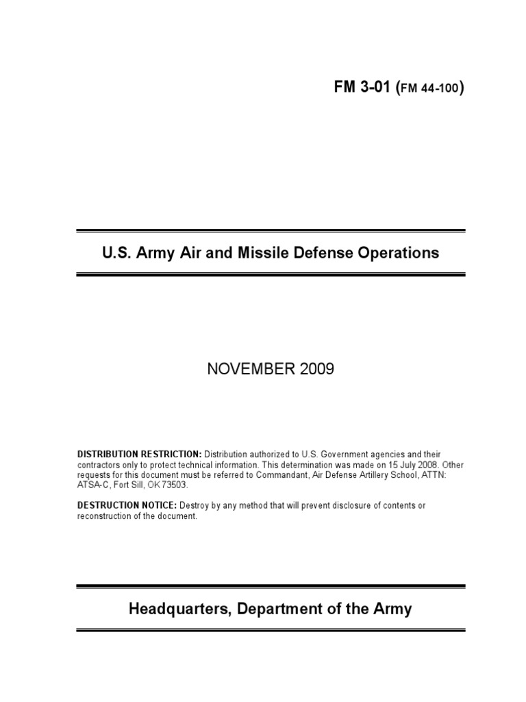 Restricted U.S. Army Air and Missile Defense Operations Manual FM 3-01 ...