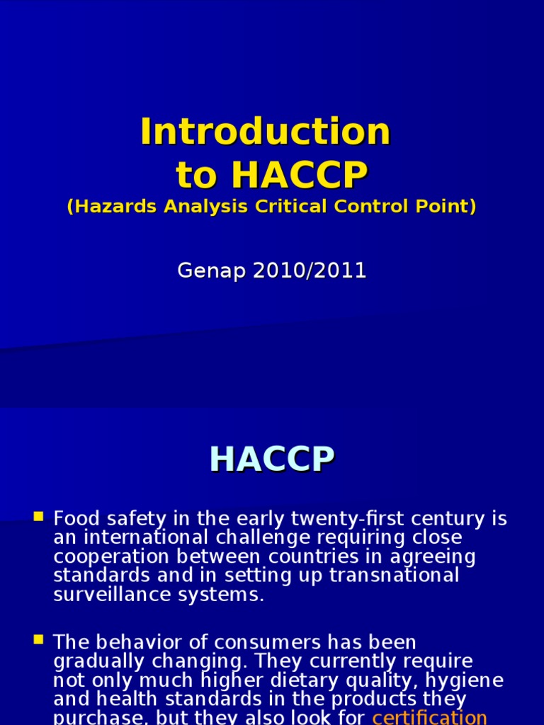 Introduction Haccp | Hazard Analysis And Critical Control Points | Food ...