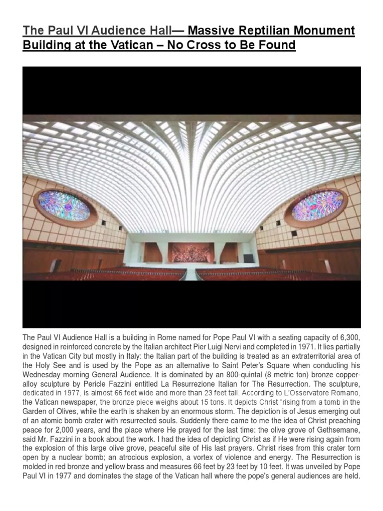 Paul VI Audience Hall: Reptilian Sculpture | PDF | Art