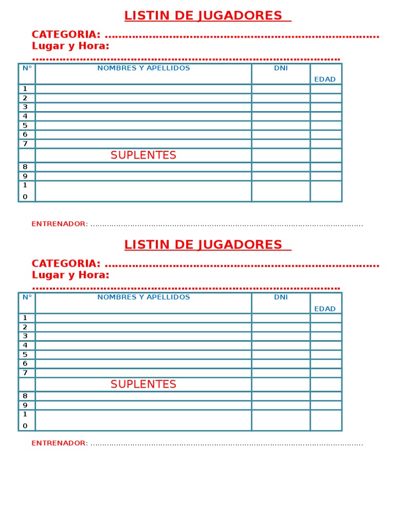 Listin de Jugadores | PDF