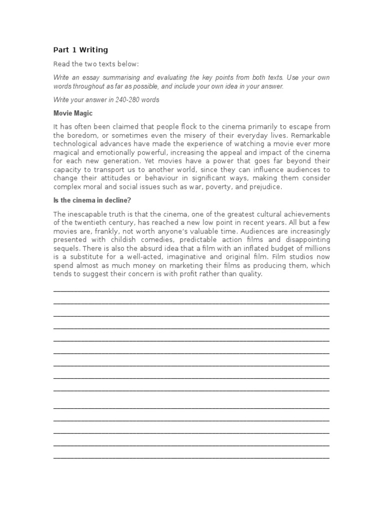Movie and Cinema Essay | PDF