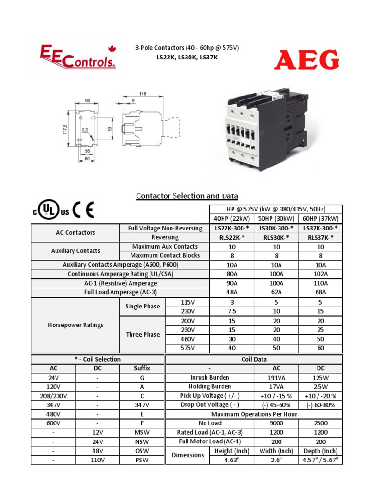 Selection guide and technical specifications for 3-pole contactors ...
