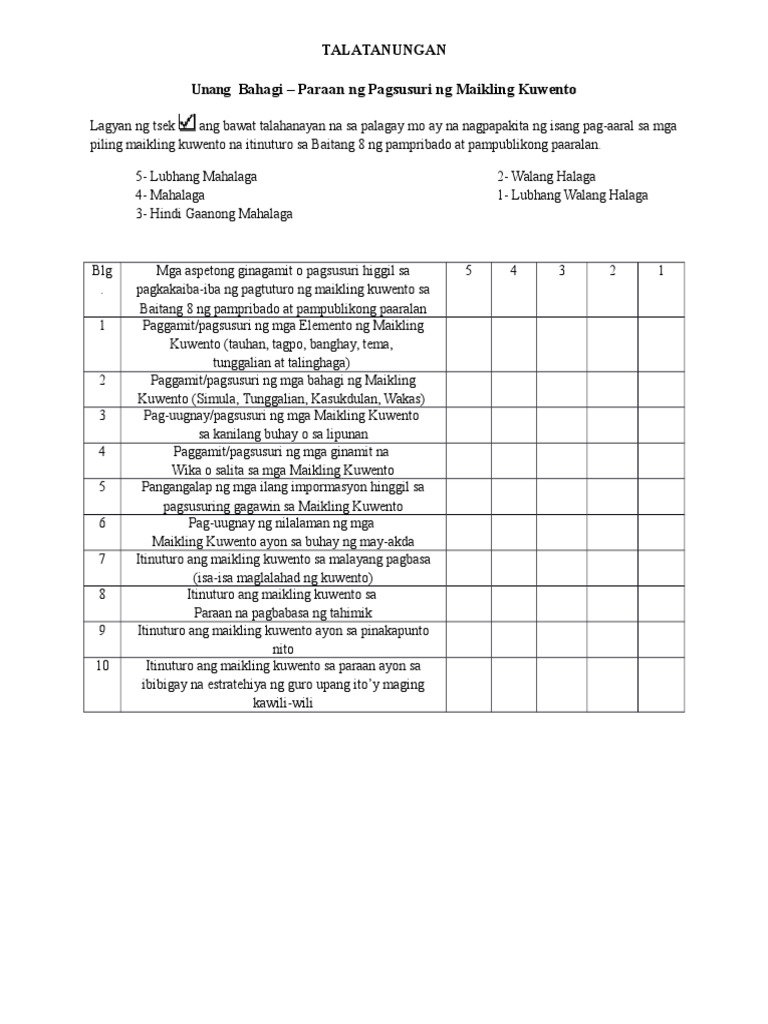 Kasaysayan NG Panitikang Filipino Questionnaire | PDF