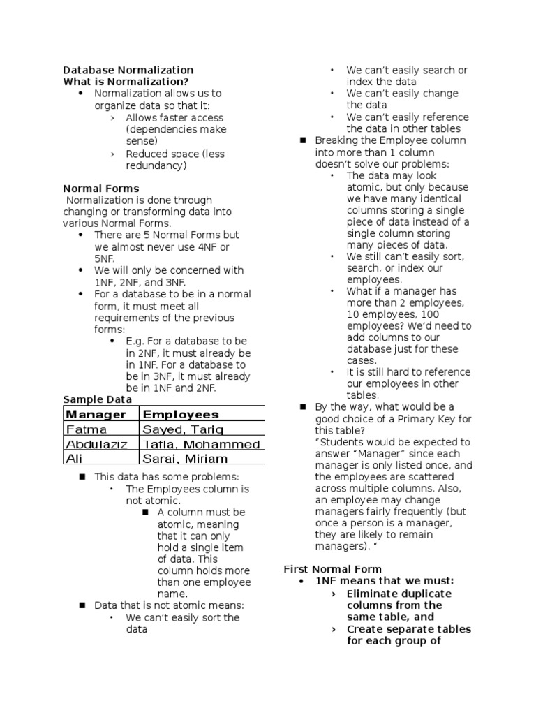 Database Normalization What Is Normalization? | PDF | Information Technology | Data Management