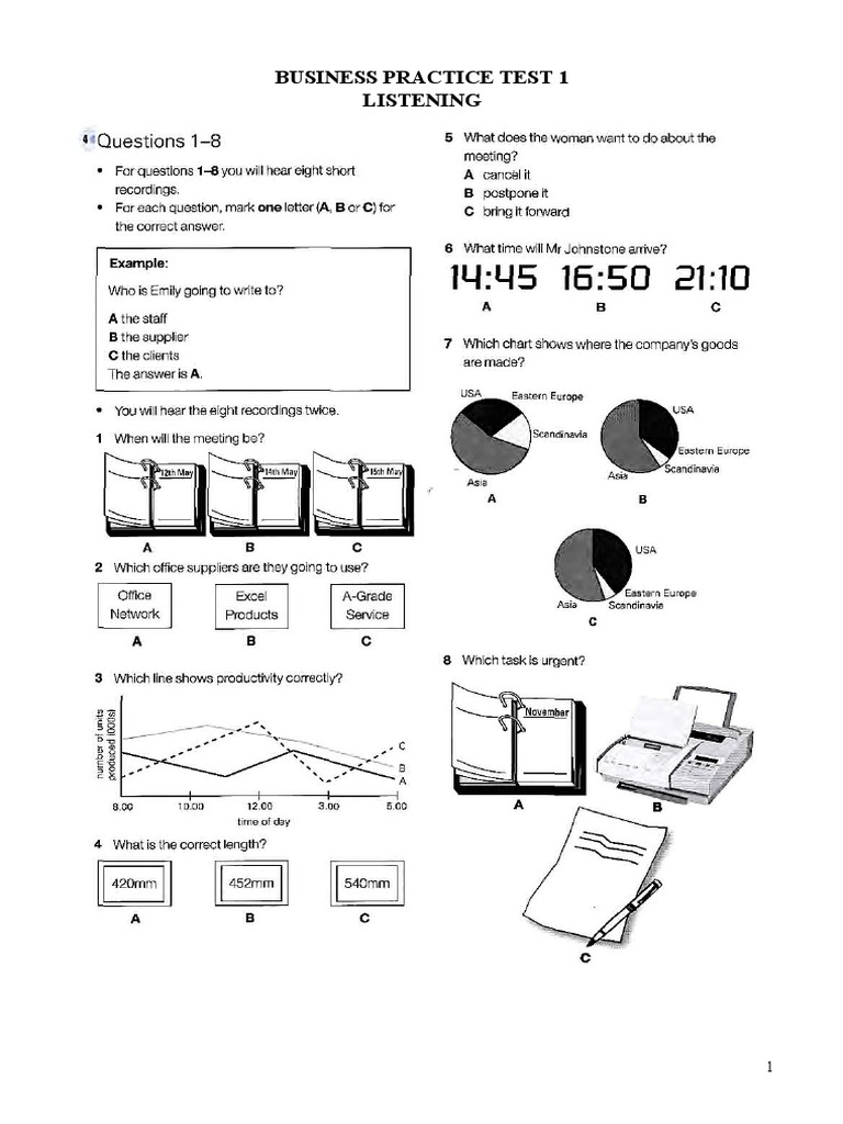 Business Practice Test 1 Listening | PDF