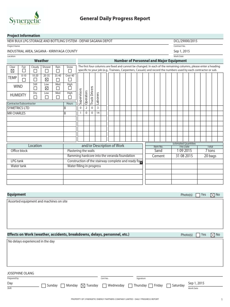 Daily Progress Report - 01 09 2015 | PDF | Weather | Science