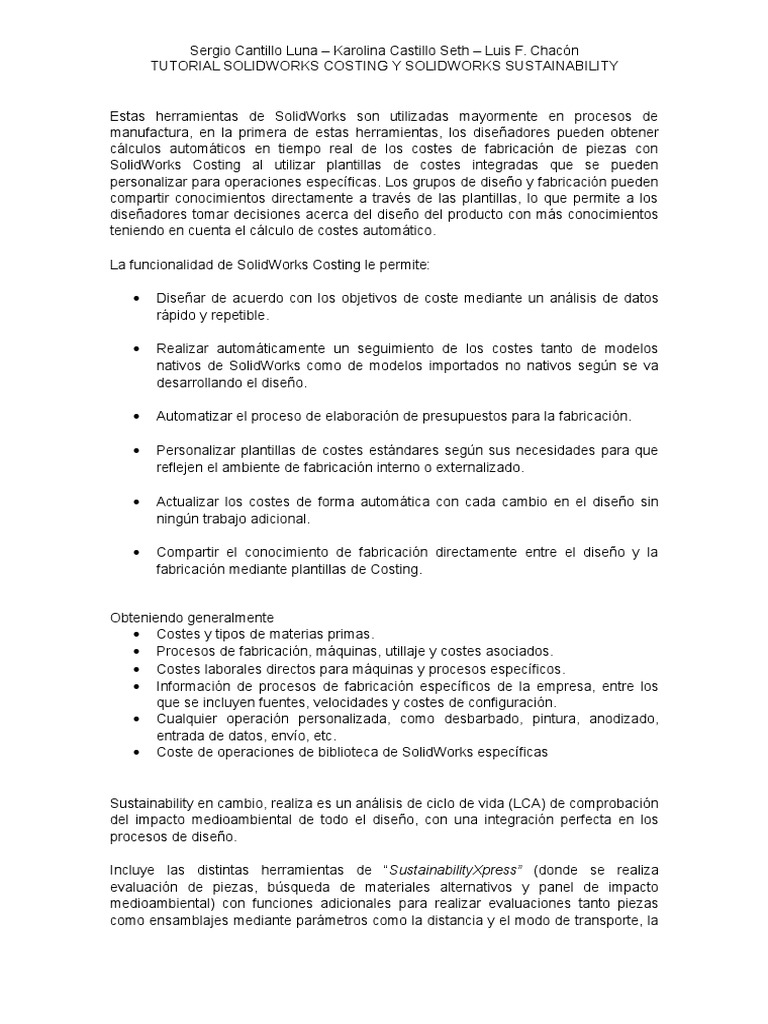 Tutorial SolidWorks Costing y Sostenibilidad | PDF | Aluminio ...
