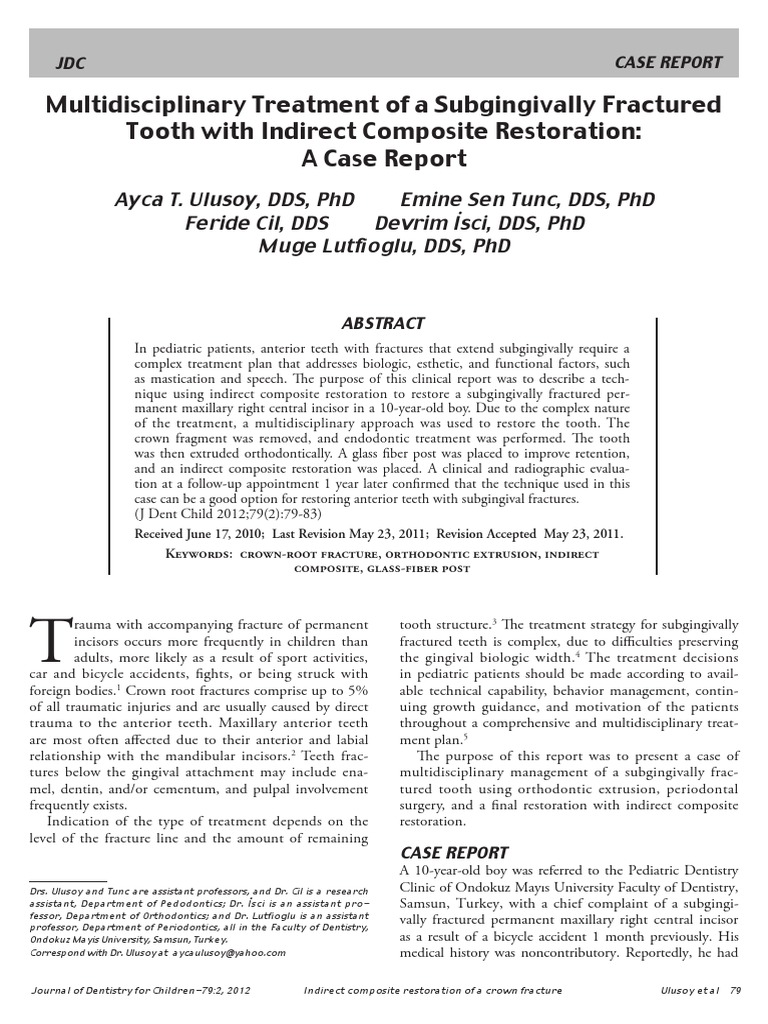 Indirect Composite for Subgingival Fracture | PDF | Dental Composite ...