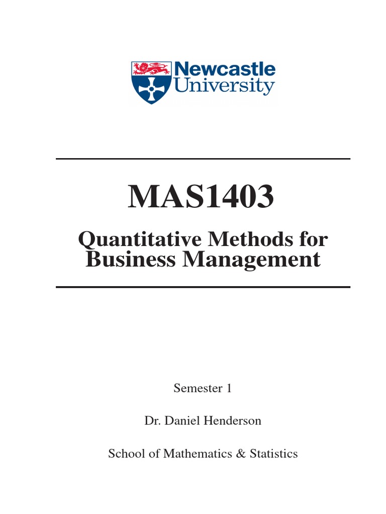 Quantitative Methods For Business Management | PDF | Sampling ...