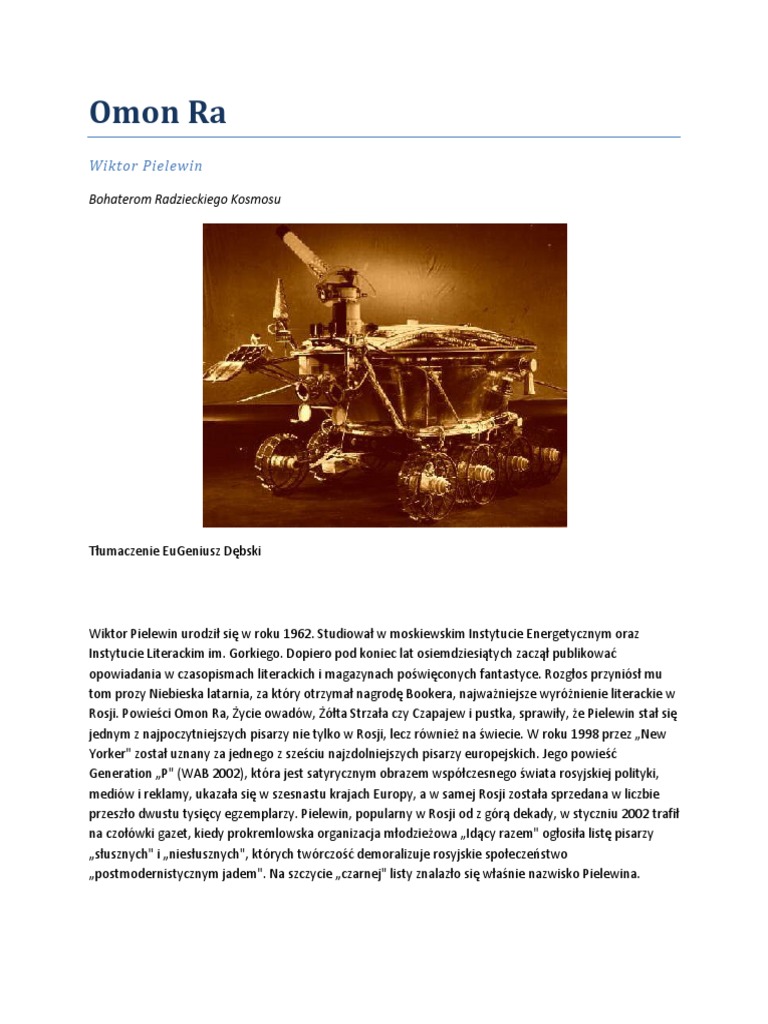Wiktor Pielewin Omon Ra PDF | PDF