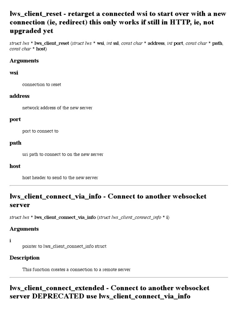 Libwebsockets API Doc v2.0 | PDF | Hypertext Transfer Protocol | Web Server