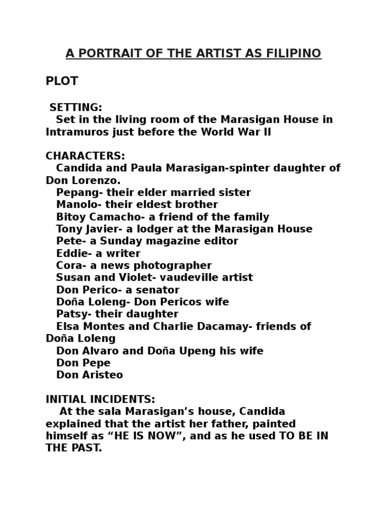 A Portrait of The Artist As Filipino Plot | PDF