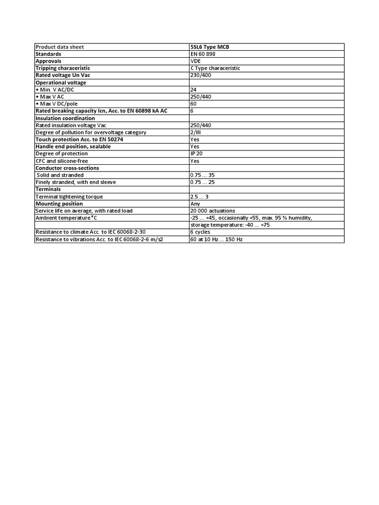 5SL6 MCB | PDF | Technology & Engineering
