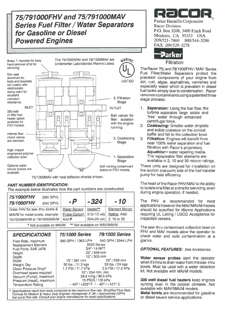 Racor Filter-Separators Instructions | PDF