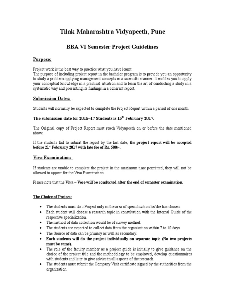 BBA Project Guidelines & Certificates | PDF | Learning