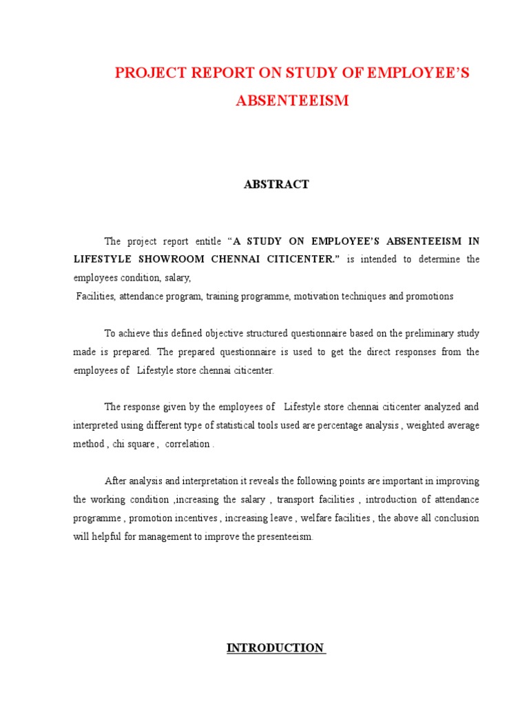 Employee Absenteeism Management | PDF