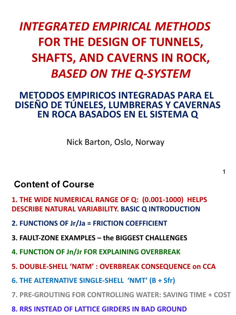 Integrated Empirical Tunnel Design Methods Based on Q-System | PDF ...