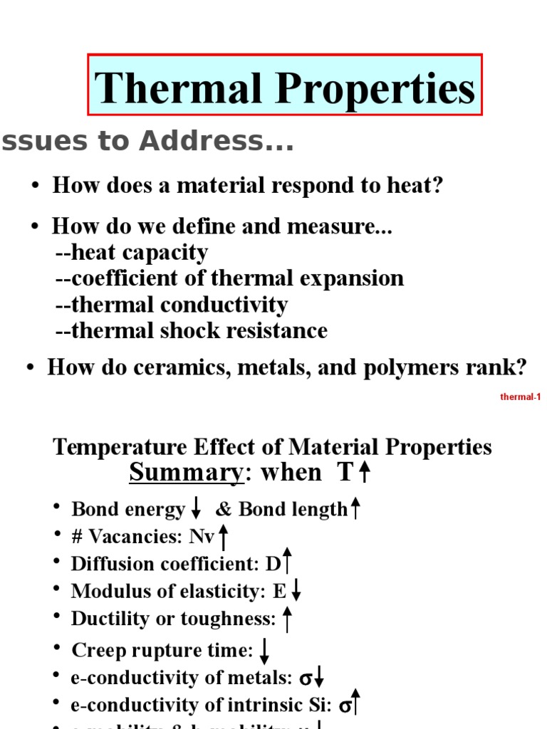 Thermal Properties: Issues To Address.. | PDF | Thermal Conductivity ...