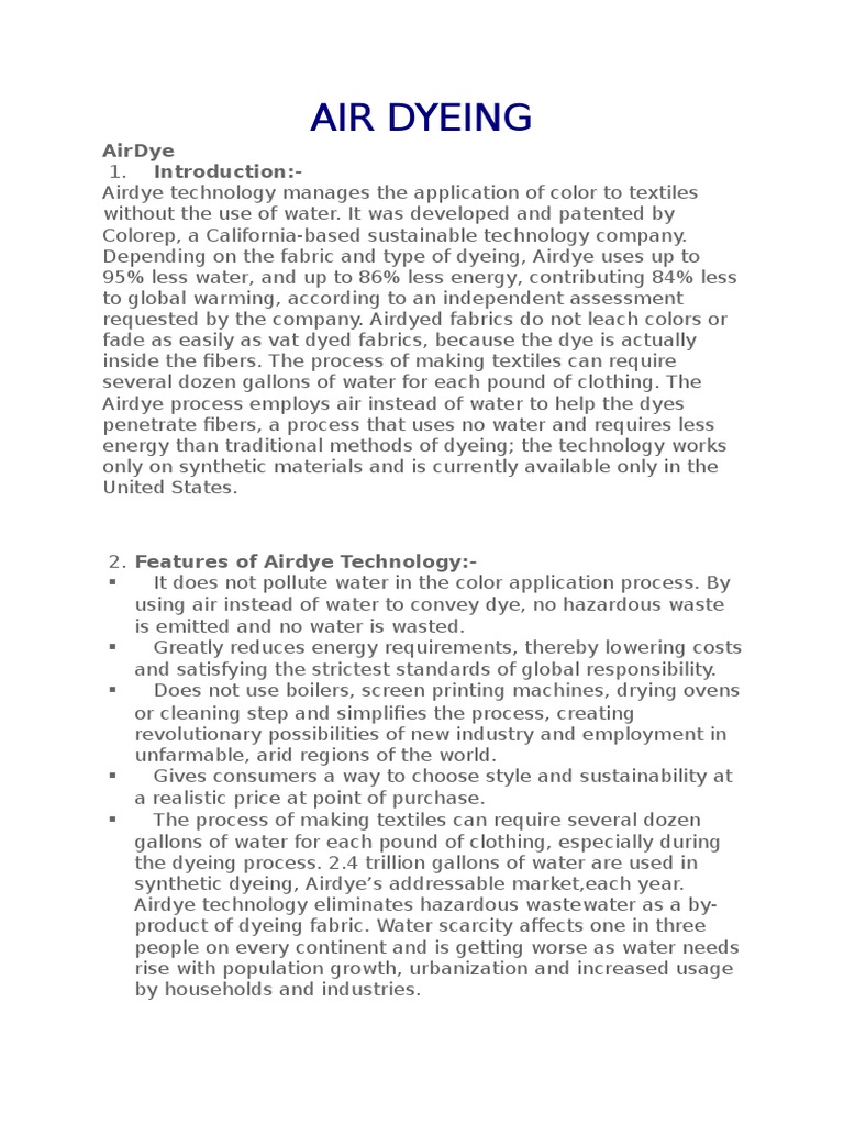 Air Dye 2 | PDF | Dyeing | Textiles