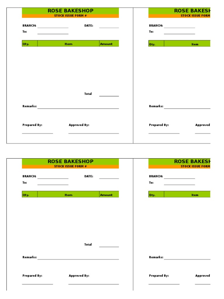 Stock Issue Form | PDF